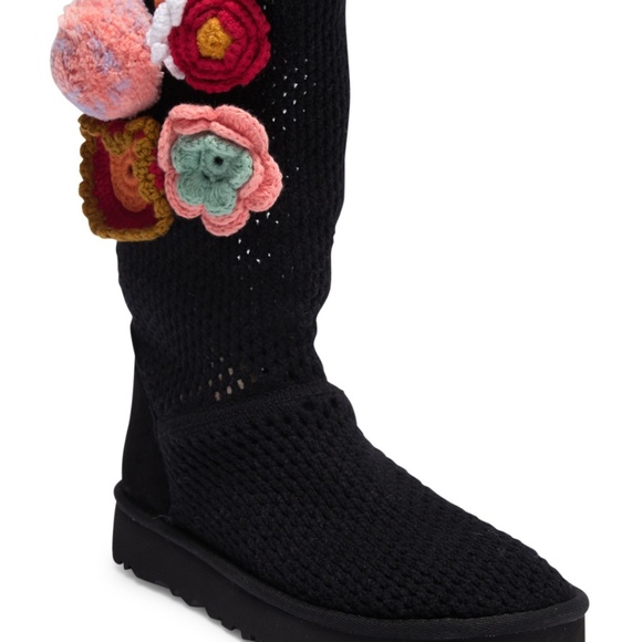 UGG | Shoes | Ugg Classic Floral Crochet Shearling Boot 7 | Poshmark